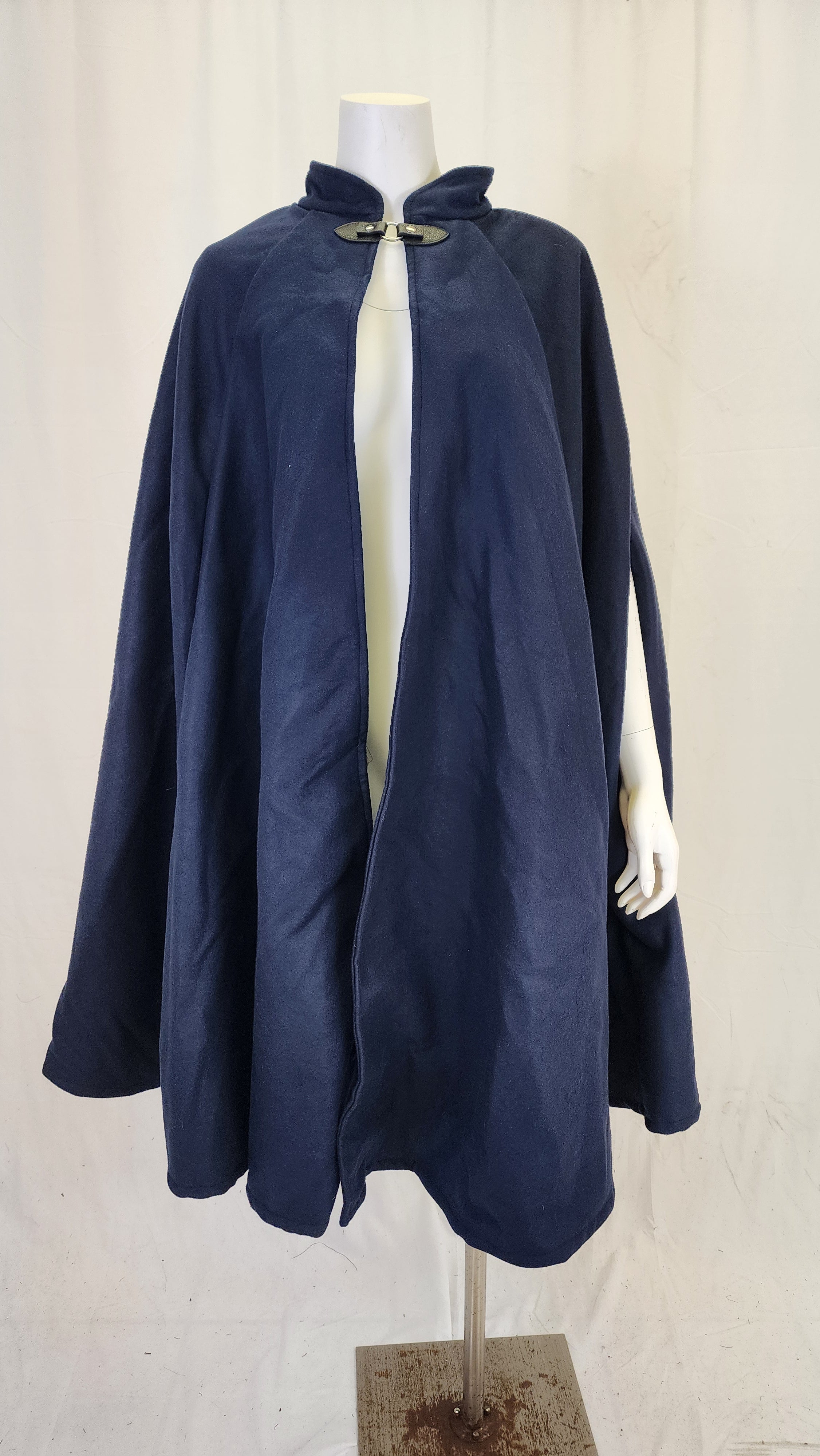 Market Day Cape- Navy Mid-Length Cape with Collar and Arm Slits ...
